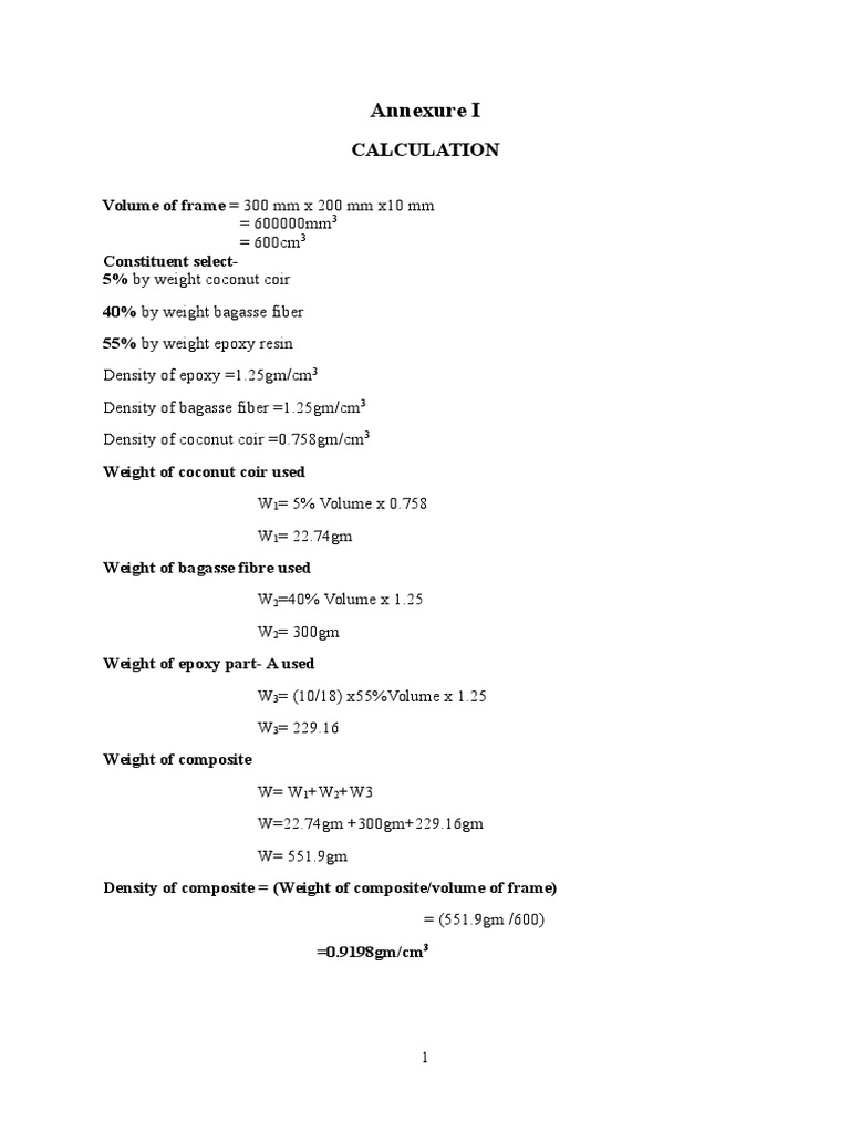 Annexure I: Calculation | PDF | Home & Garden | Science & Mathematics