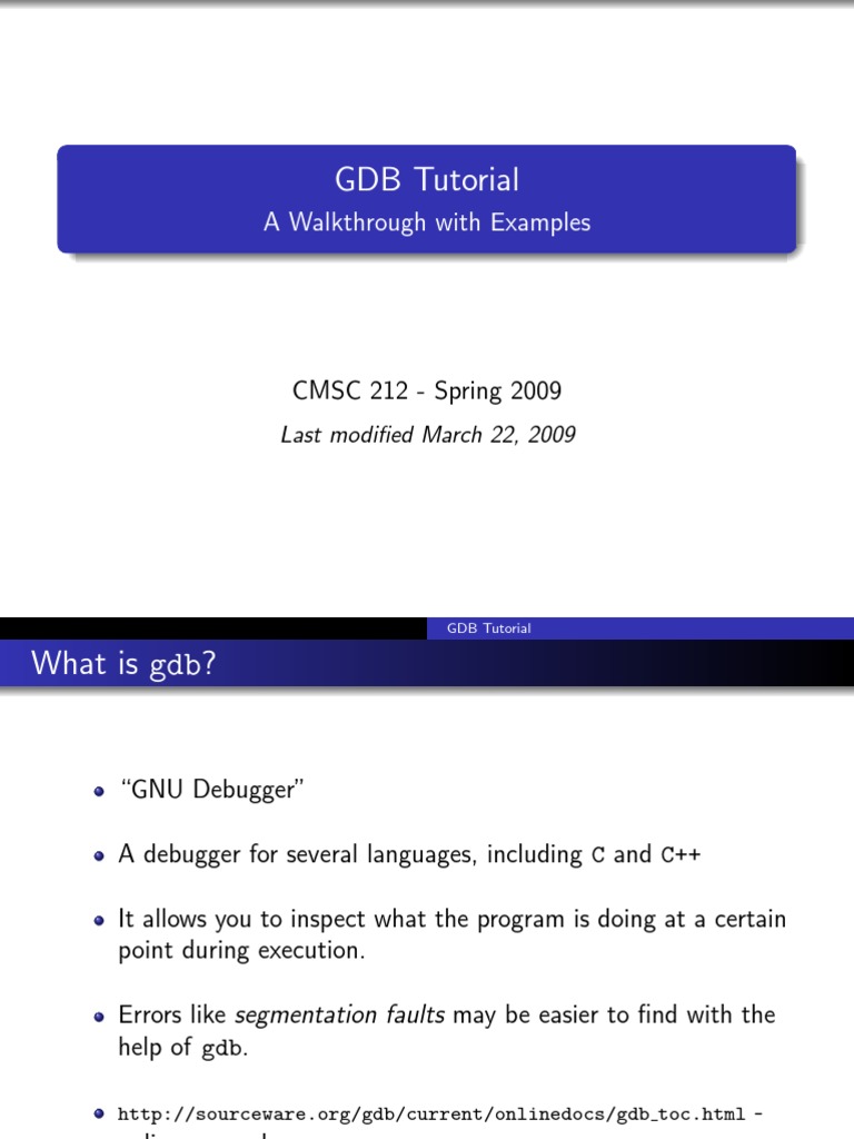 GDB Tutorial Handout PDF | PDF
