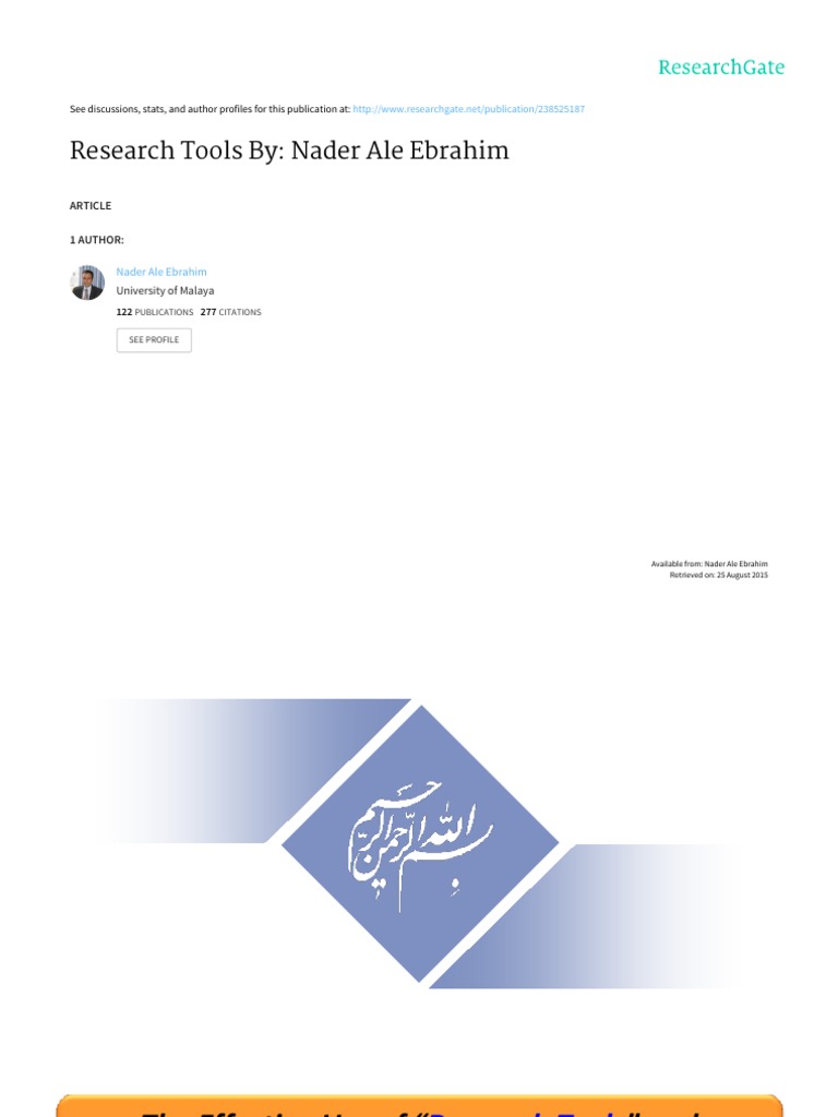 Research Tools-Instructor Version - by Nader Ale Ebrahim 24-01-2014 PDF | PDF | Scholarly ...