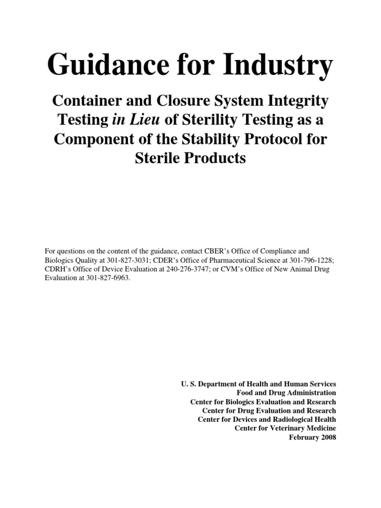 Container and Closure System Integrity | PDF | Food And Drug ...