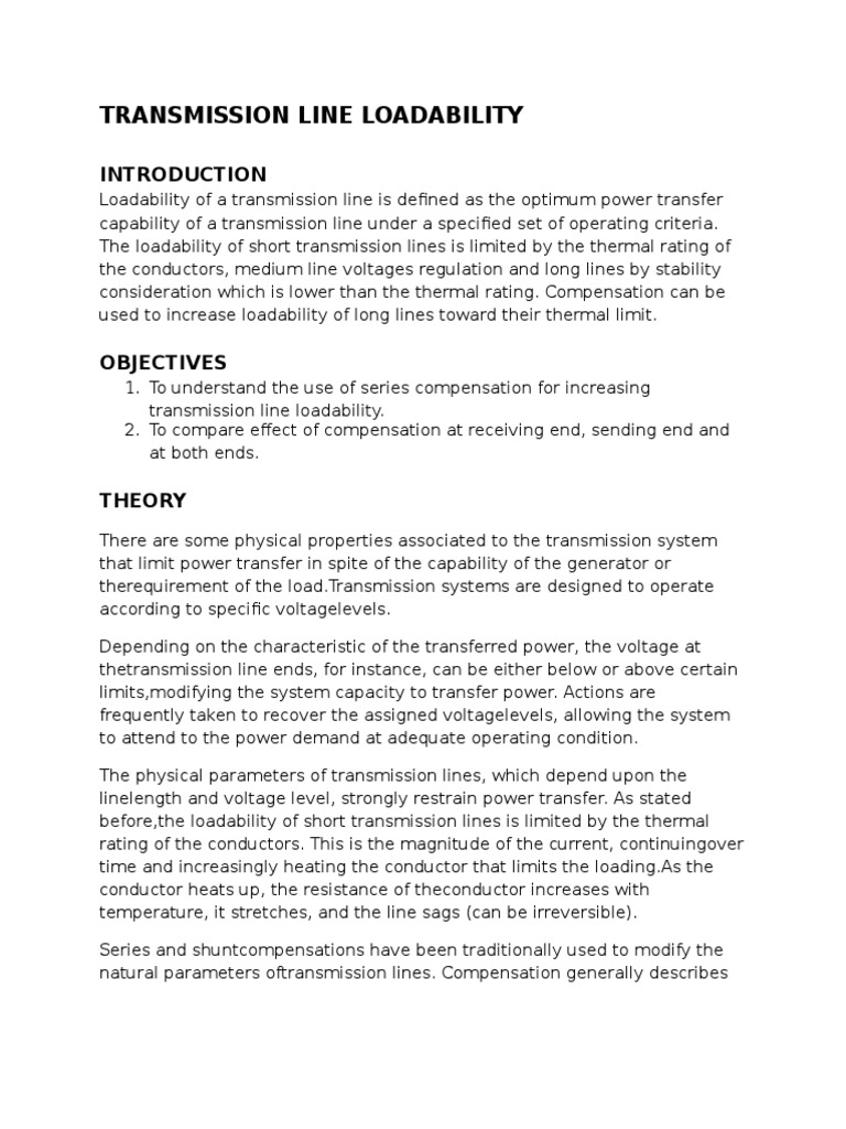 Transmission Line Loadability | PDF | Electric Power Transmission | Ac ...