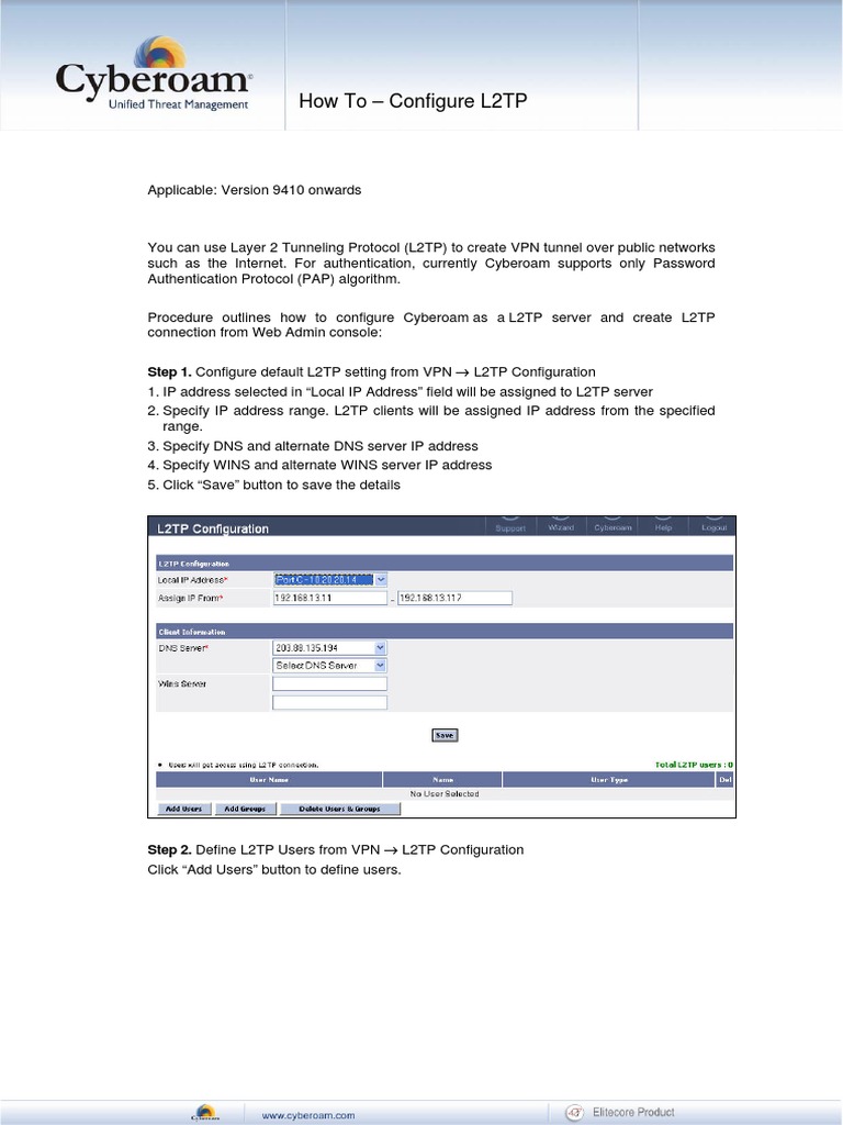 How To - Configure L2TP | PDF | Business | Computers
