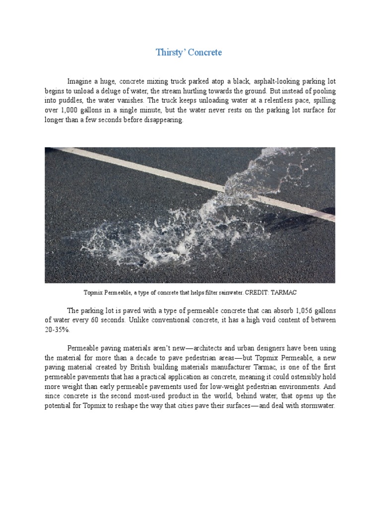 Topmix Permeable: Innovative Water-Absorbing Concrete | PDF