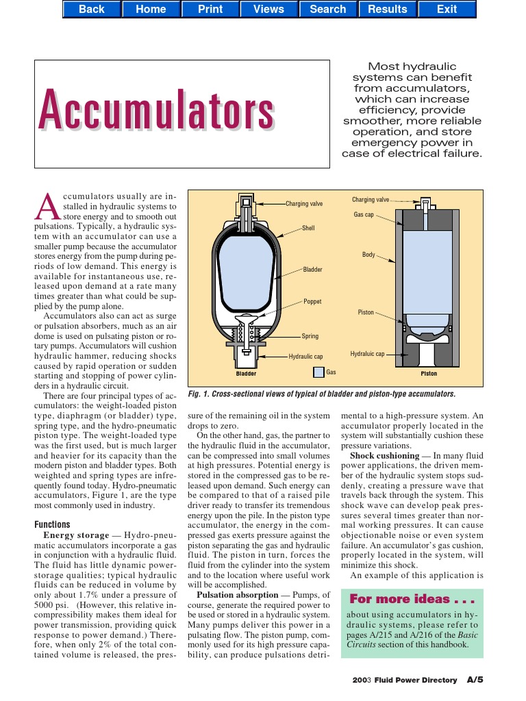 Accumulators PDF | Download Free PDF | Pump | Mechanical Engineering