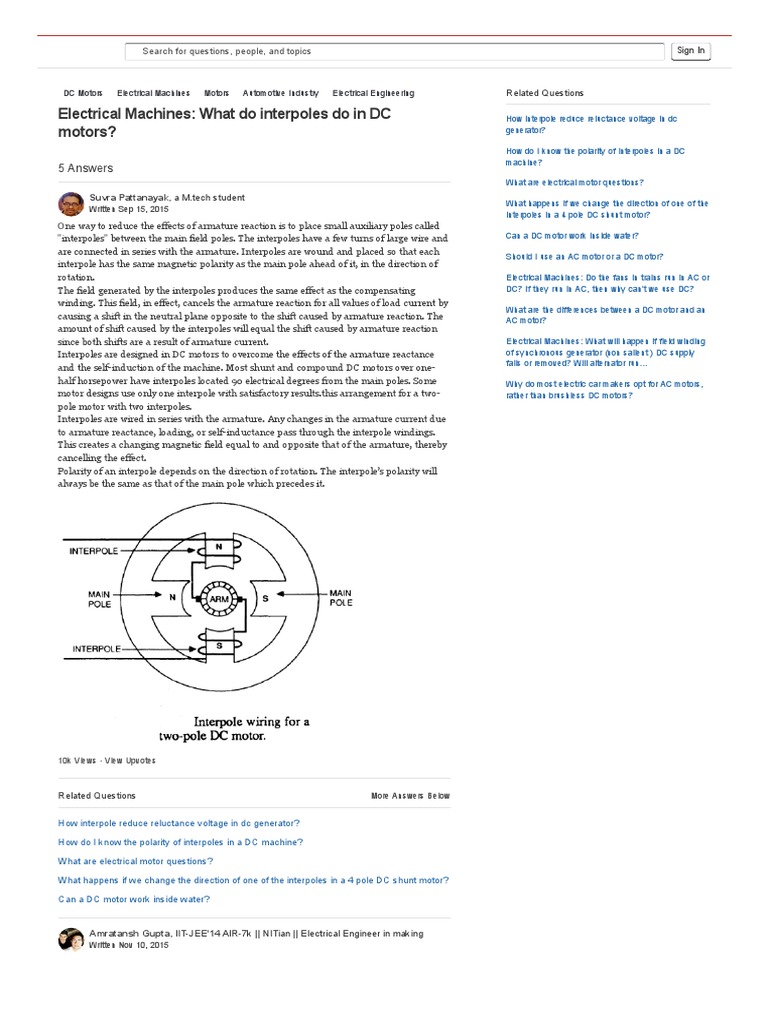 Interpoles in DC Motors Explained | PDF | Electric Motor | Direct Current