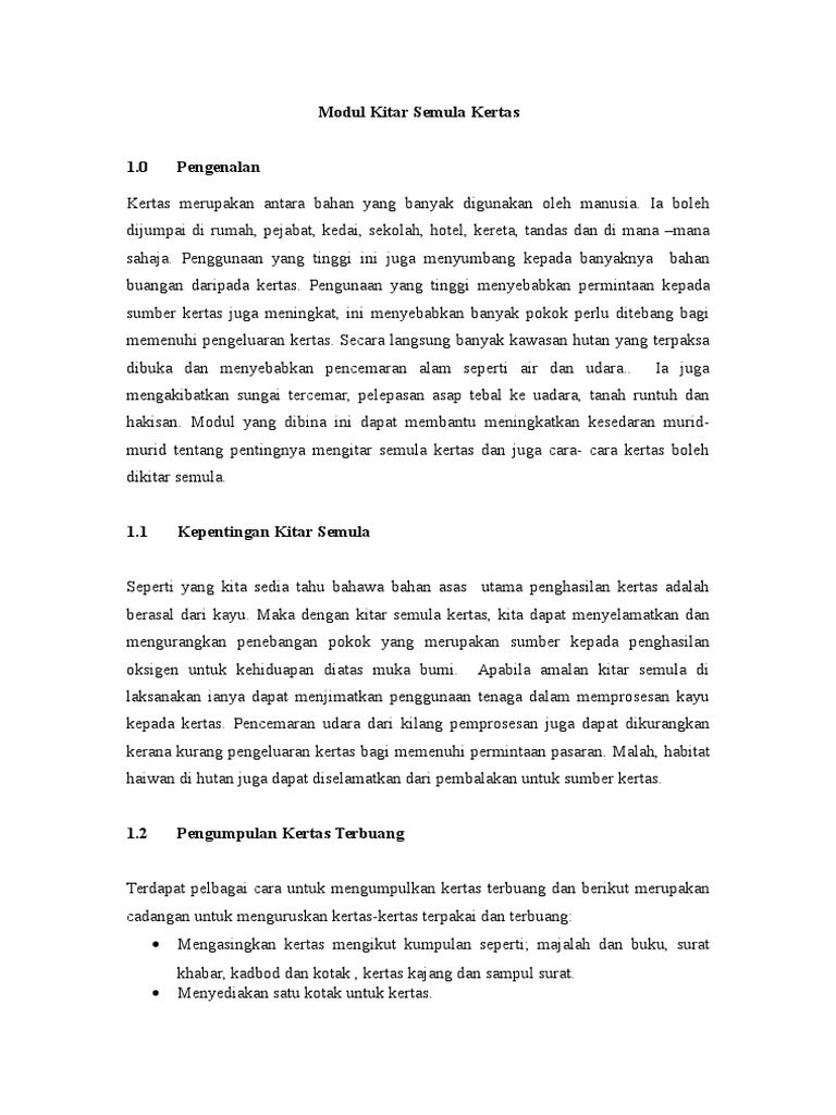 Modul Kitar Semula Kertas | PDF