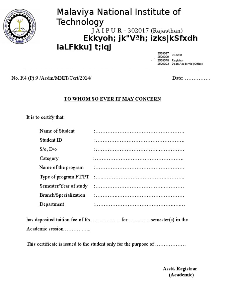 Tuition Fee Certificate | Download Free PDF | Learning