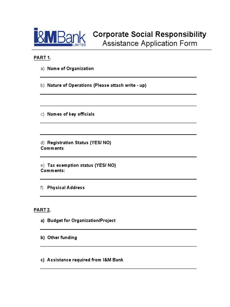 CSR Assistance Application Form | PDF