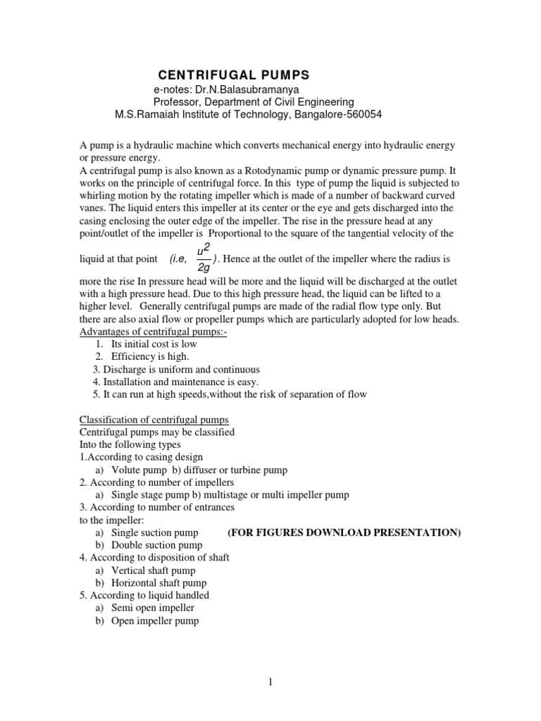 Centrifugal Pumps | PDF | Pump | Fluid Dynamics