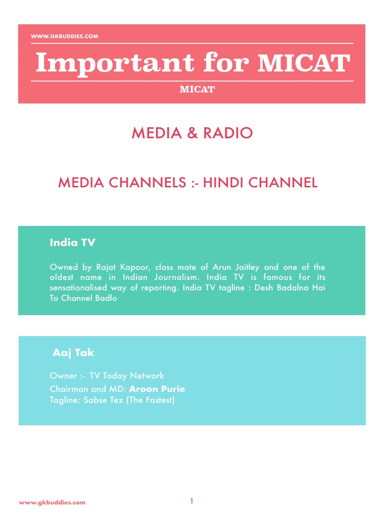 Micat PDF | Download Free PDF | Economy Of India | Broadcasting