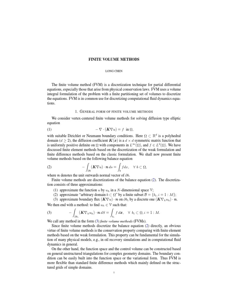Finite Volume Methods Pdf Finite Element Method Integral