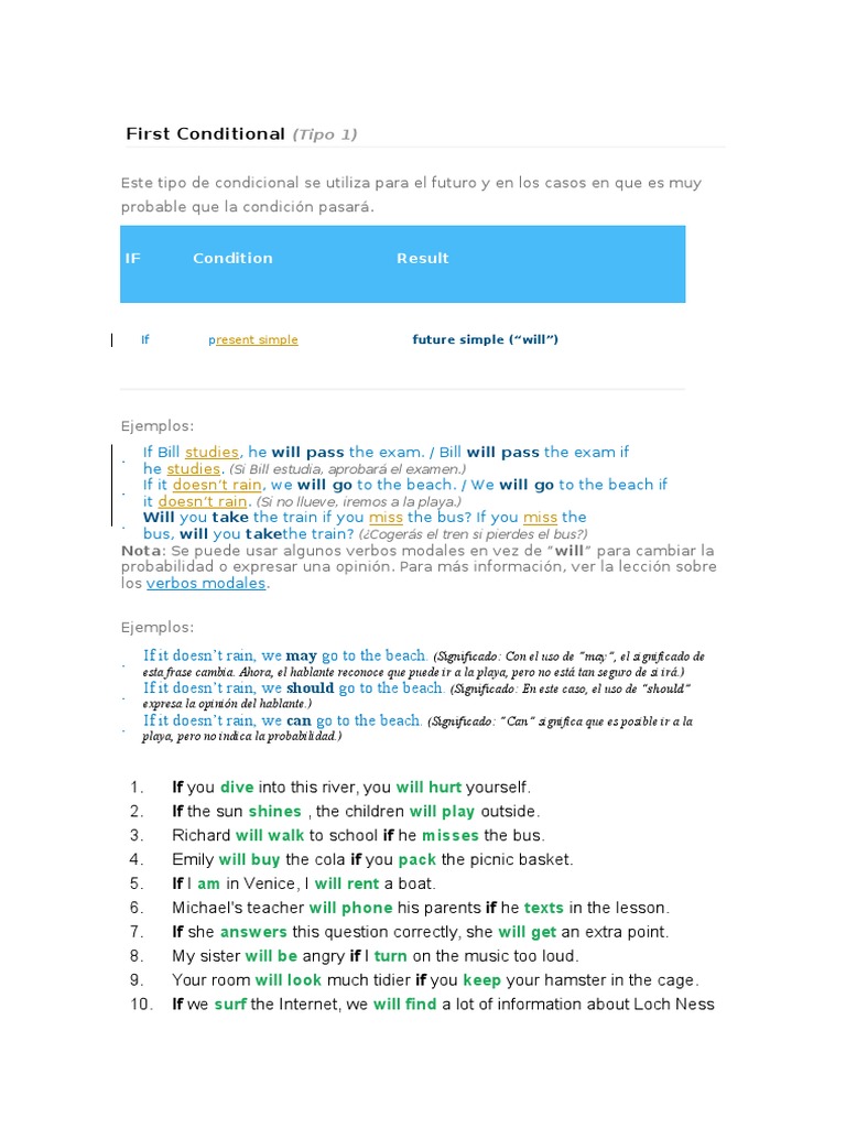 First Conditional Rules ESI | PDF