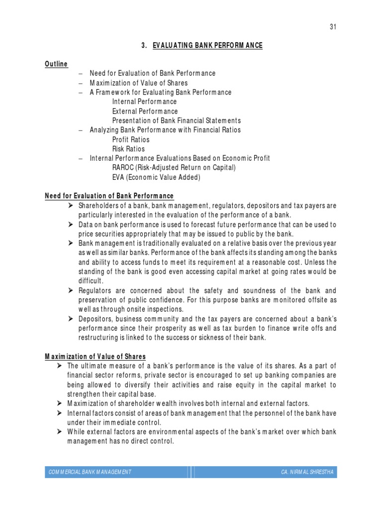 Evaluating Bank Performance | PDF | Expense | Banks