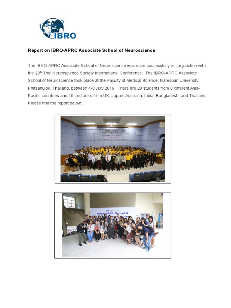 Report On IBRO-APRC Associate School of Neuroscience by Sutisa V3 | PDF ...