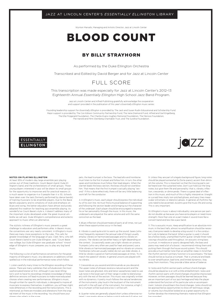 Blood Count - (Strayhorn) Big Band Score | PDF | Drum Kit | Saxophone