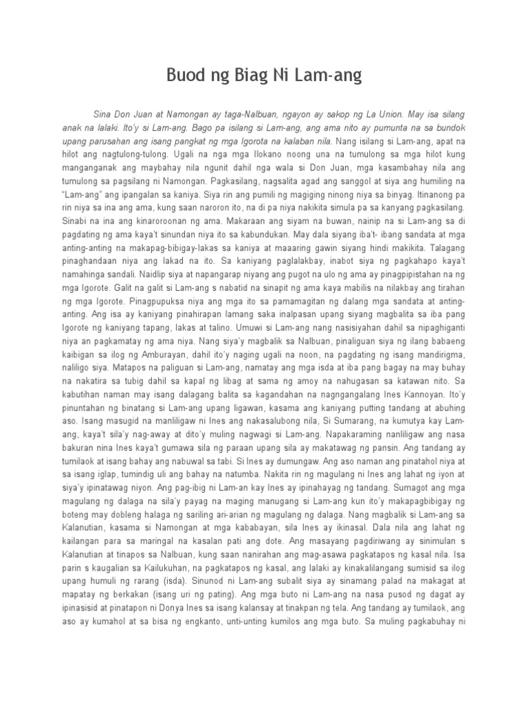 Buod NG Biag Ni Lam | PDF