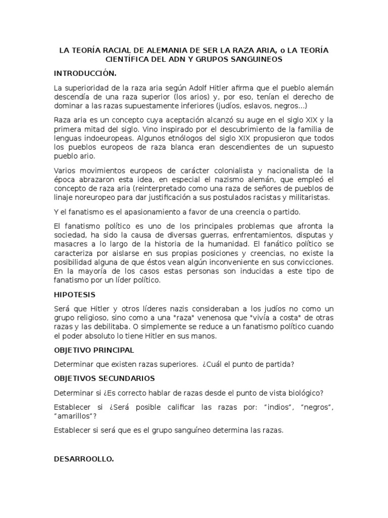 La Teoría Racial de Alemania de Ser La Raza Aria | PDF | Raza ...