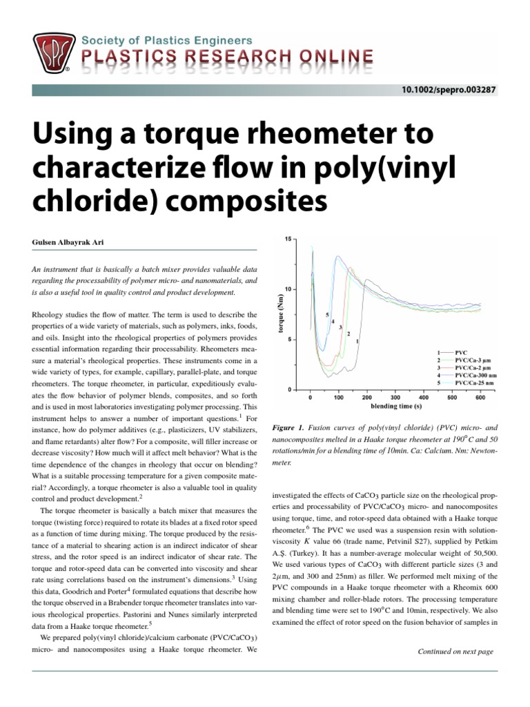 Using A Torque Rheometer To PDF | PDF | Rheology | Polyvinyl Chloride