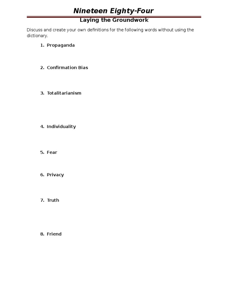 1984 Intro Activity | PDF