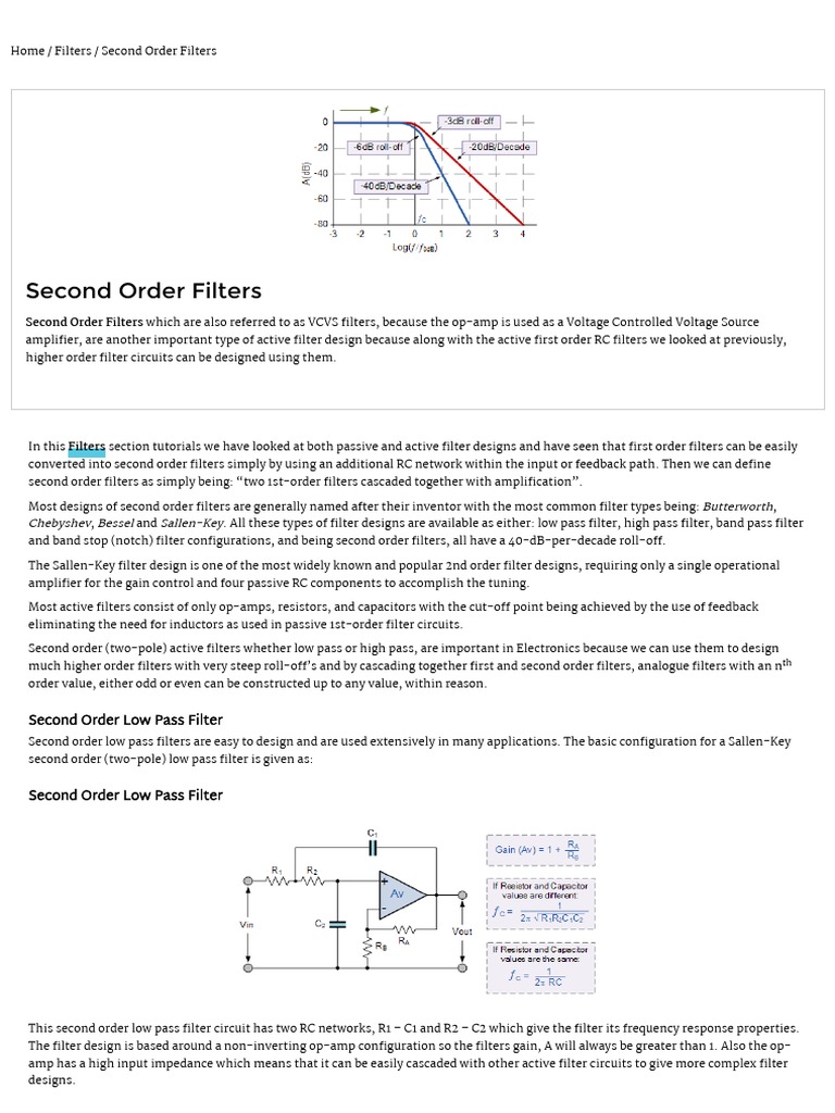 01 Second Order Filters - Second Order Low Pass Filter | PDF | Low Pass ...
