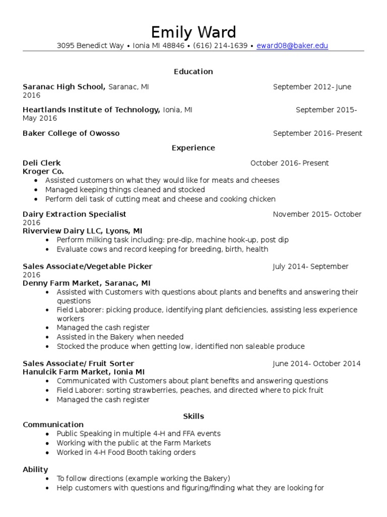 Emily Resume 1 | PDF