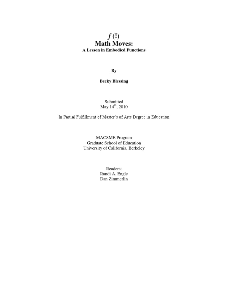Math Moves: A Lesson in Embodied Functions, by Becky Blessing | PDF ...