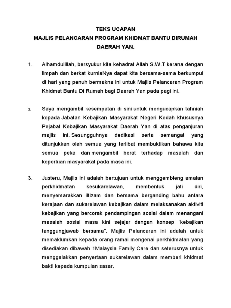 Teks Ucapan Ybm Program Homehelp | PDF