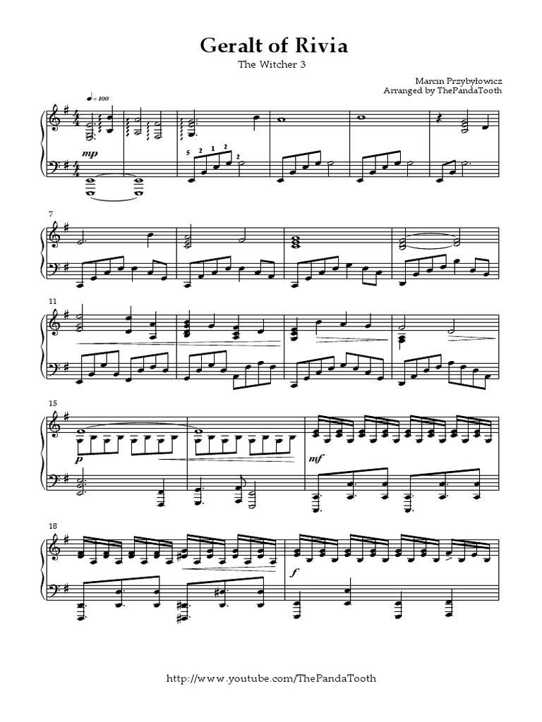 Witcher 3 Sheet Music by ThePandaTooth | PDF
