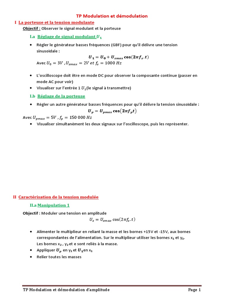 TP Modulation Et Demodulation PDF | PDF | Modulation | Radio