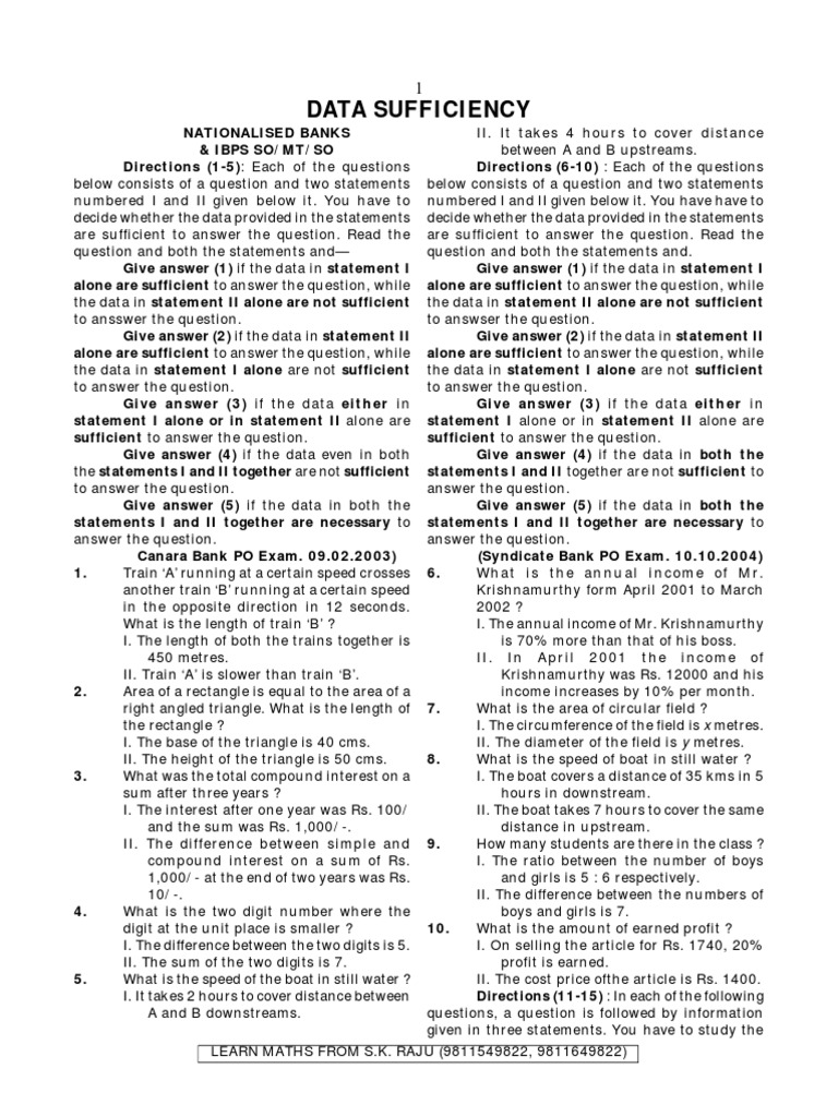 Data Sufficiency | PDF | Triangle | Interest