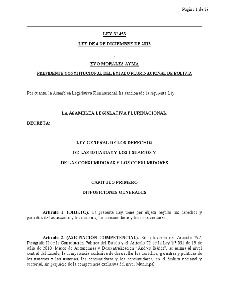 Ley 453 | PDF | Los consumidores | Consumo (economía)
