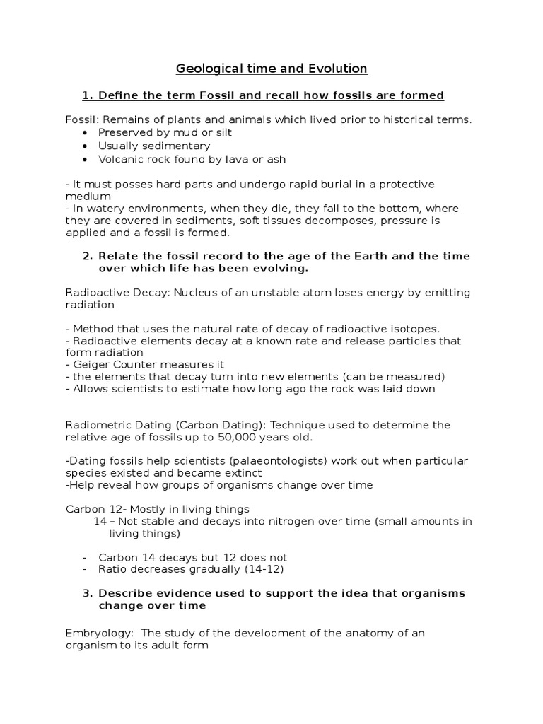 Year 10 Science Yearly Exam Notes | Natural Selection | Radioactive Decay