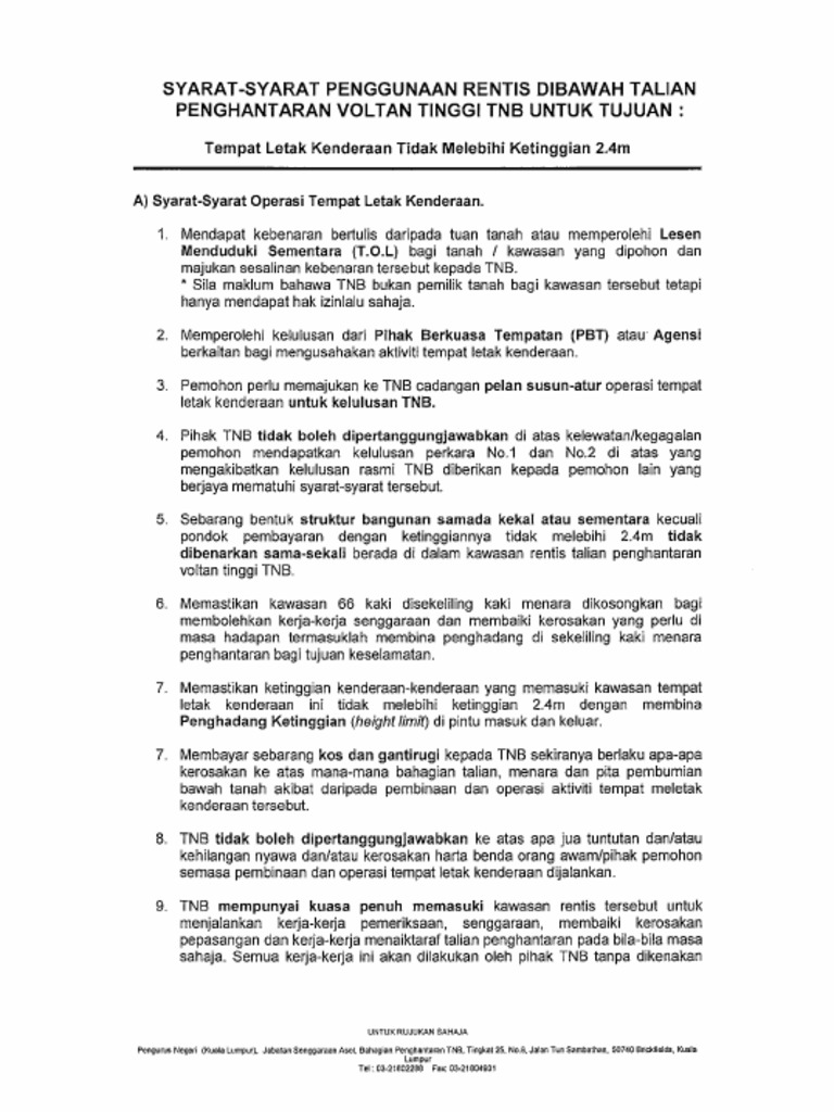 TNB Guideline To Build Carpark Under Pylon | PDF