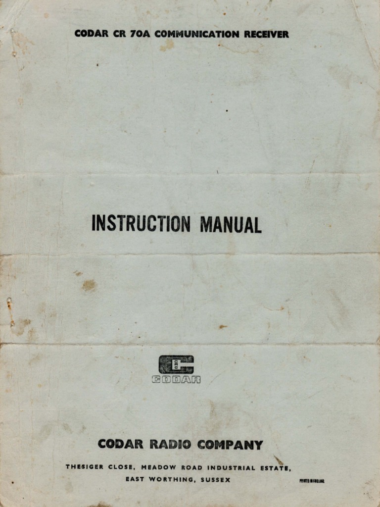 Codar CR-70A Manual | PDF