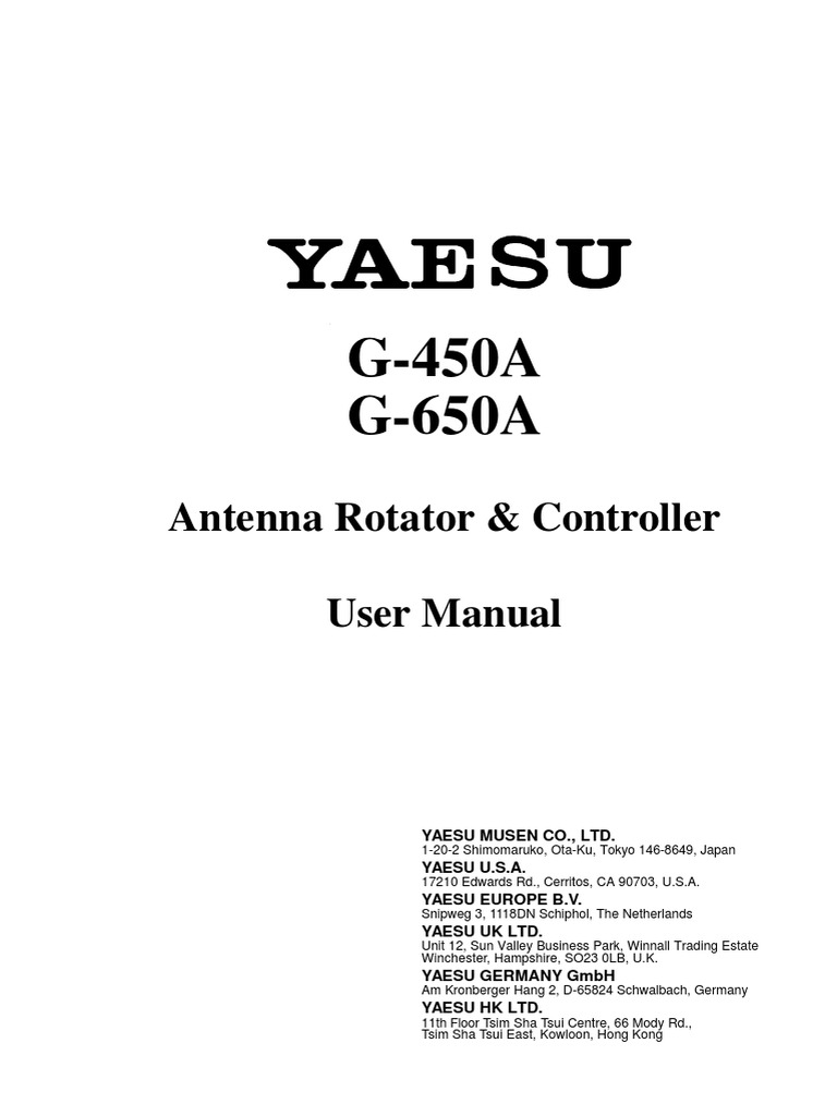 Yaesu G-450A Operating Manual | PDF | Cable | Electrical Connector