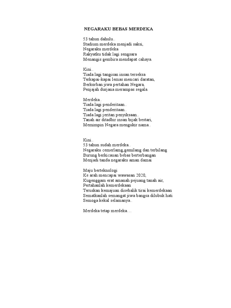 Sajak Kemerdekaan Negaraku Merdeka | PDF
