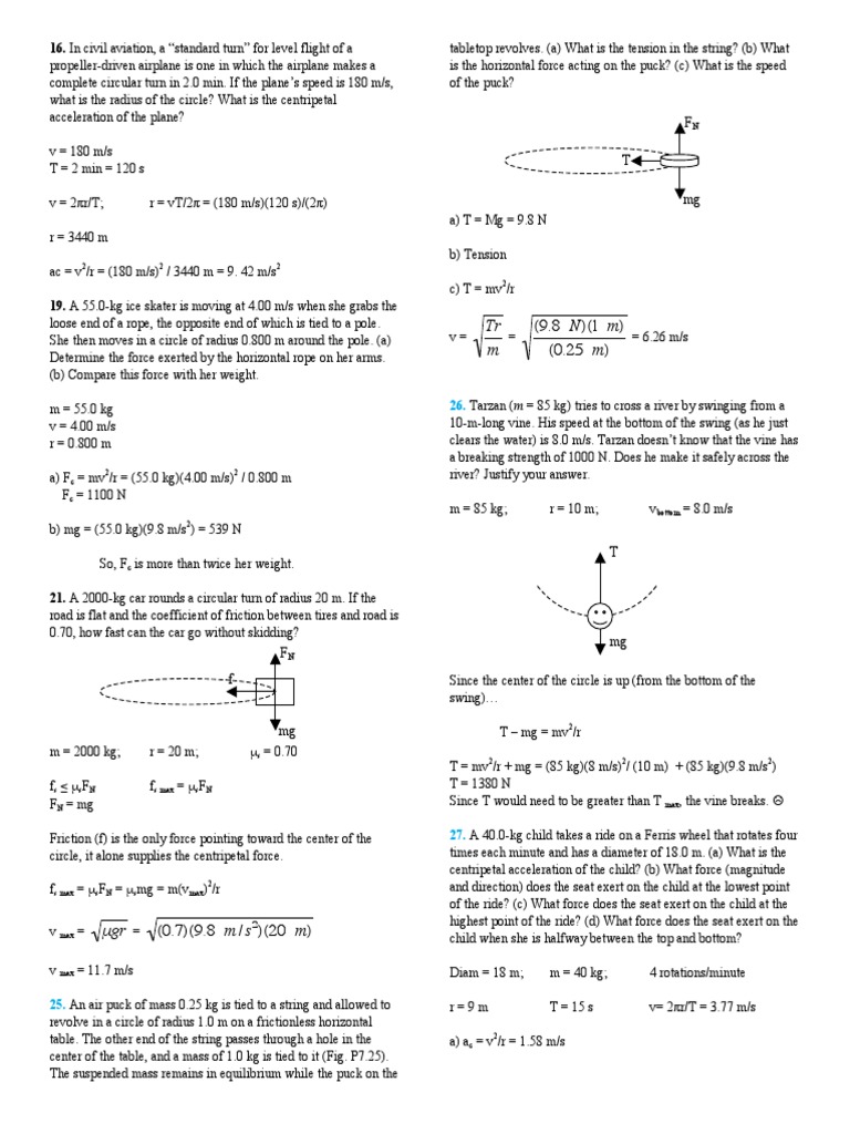 Circular Motion Problems and Solutions | PDF | Force | Natural Philosophy