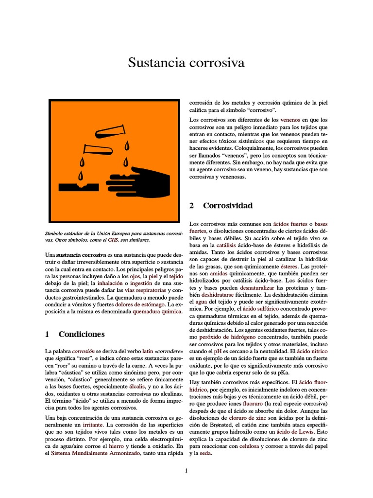 Sustancias Corrosivas: Definición y Ejemplos | PDF | Elementos químicos ...