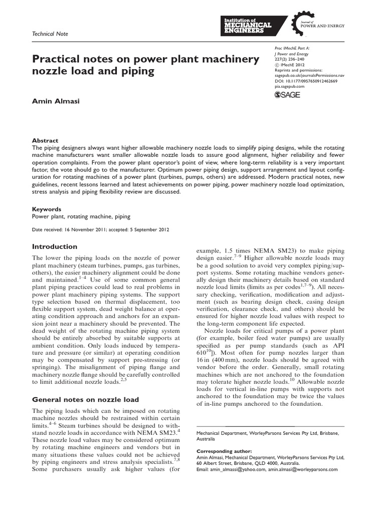 Nozzle Load and Piping | PDF | Machines | Power Station