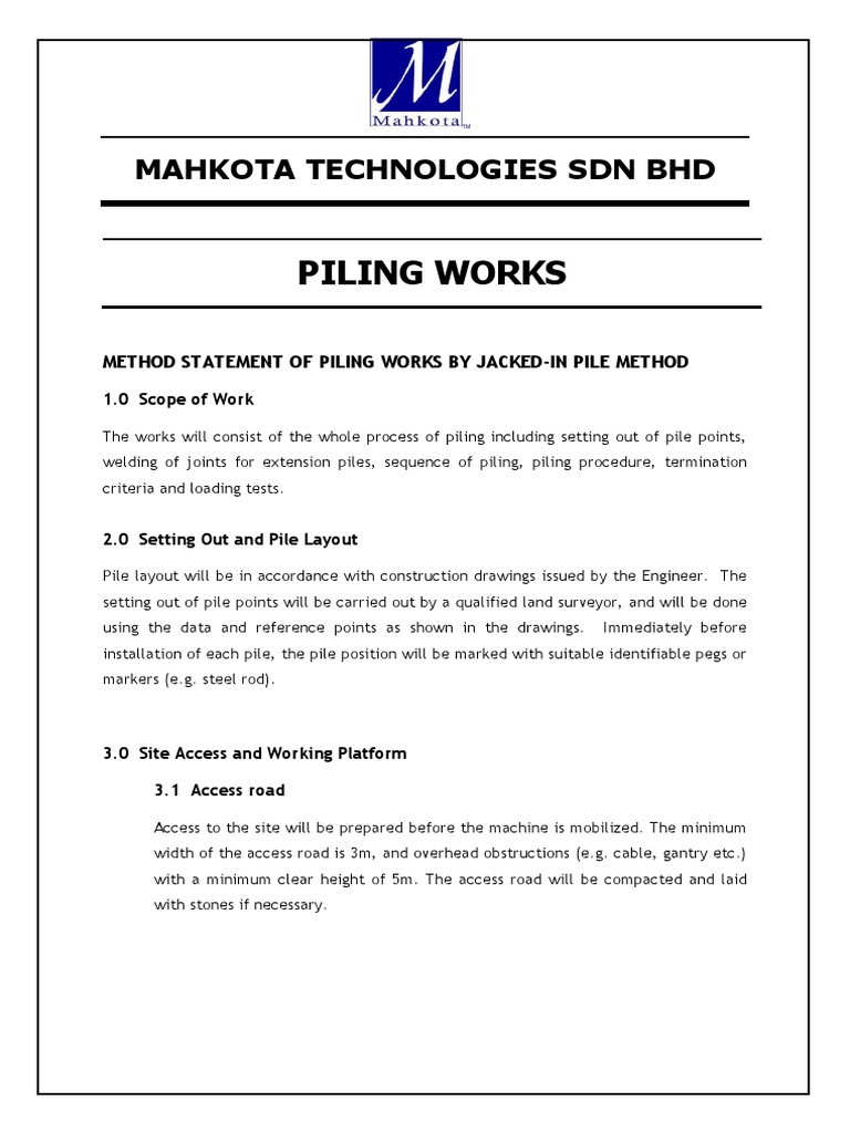 Piling Works Mos Revised | PDF | Deep Foundation | Crane (Machine)
