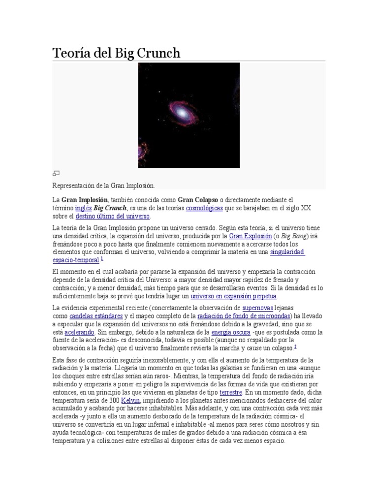 Teoría Del Big Crunch | Tiempo espacial | Ciencias fisicas