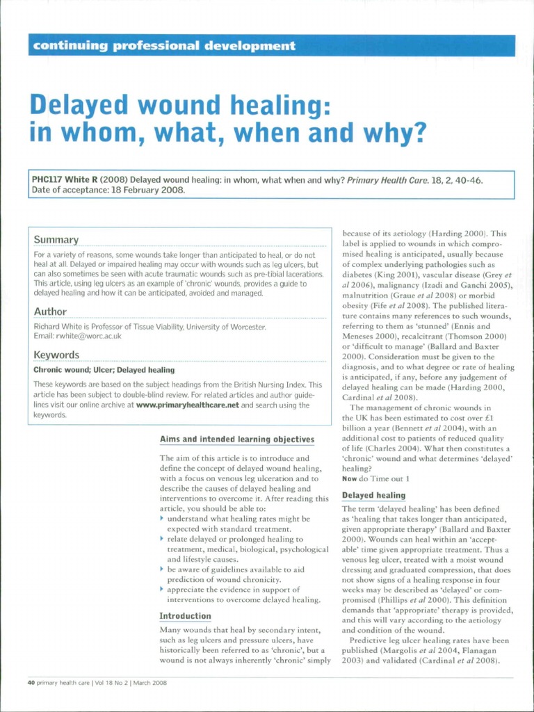 Delayed Wound Healing | Wound | Clinical Medicine