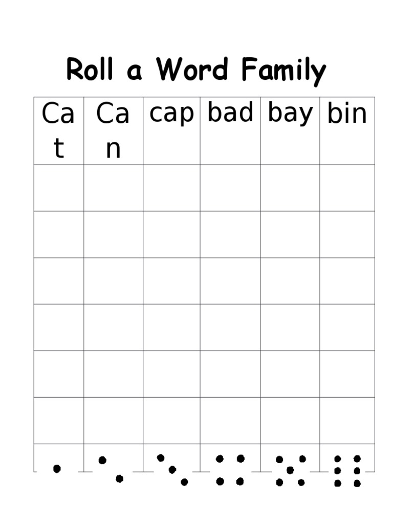 Roll A Word Family | PDF