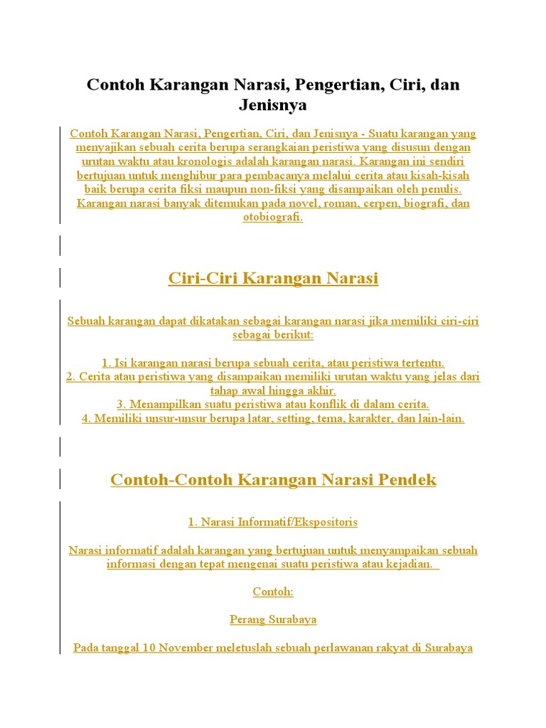 Contoh Karangan Narasi | PDF