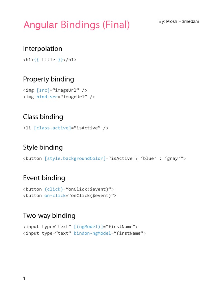 Bindings Cheat Sheet Final | PDF