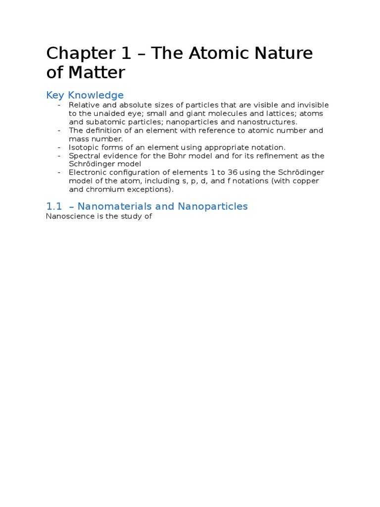 Chapter 1 - The Atomic Nature of Matter | PDF