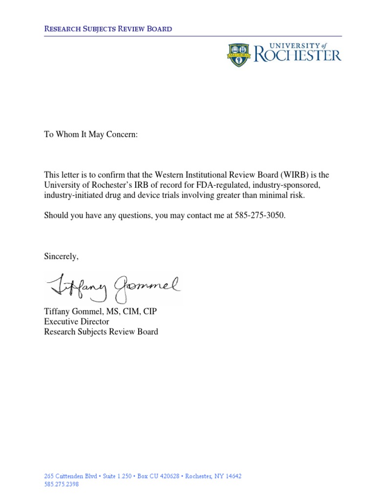 WIRB IRBofRecord | PDF