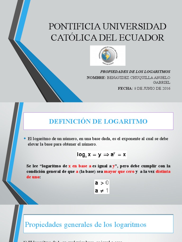 Propiedades de Los Logaritmos | PDF | Logaritmo | Exponenciación