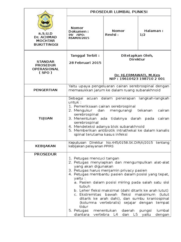 Sop Lumbal Punksi | PDF