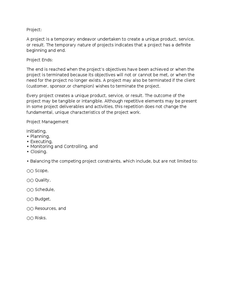 Initiating Planning Executing Monitoring And Controlling And Closing Pdf